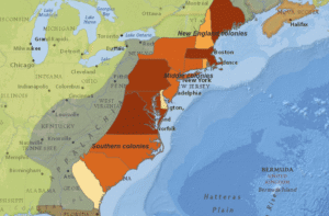 map of the 13 Colonies, their geography, history, boundaries